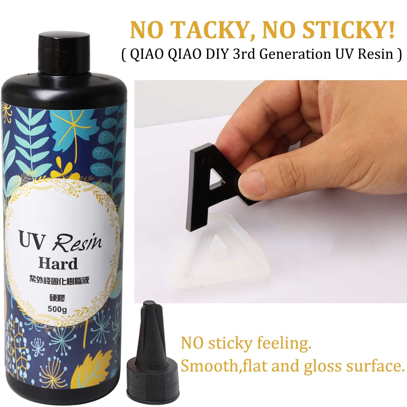 Big Bottled QIAO QIAO DIY 3rd Generation UV Resin Clear Hard, for Professional Resin Makers Fully Cured! No Tacky! (500g/17.63oz)