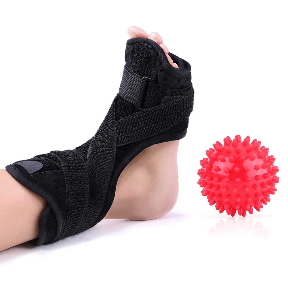 AYNEFY Wrap Ankle Joint Support, Night Splint Foot Drop Orthotic Brace Support Ankle Splint Support Fracture Sprain Injury Support with Massage Ball for Treating Foot Drop