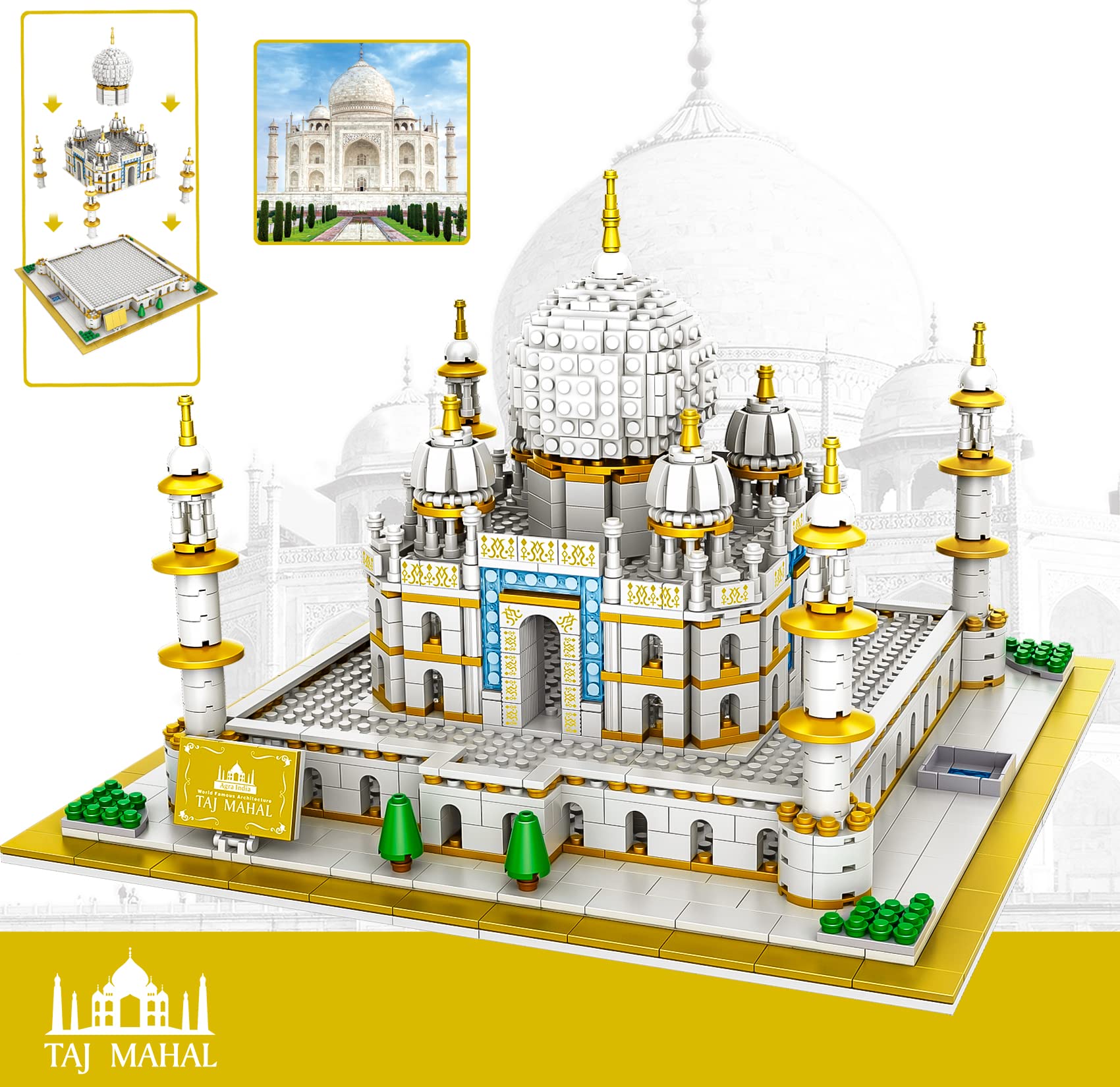 EP EXERCISE N PLAY Architecture Taj Mahal Building Toy, 2012 Pieces Castle Palace Construction Building Blocks, Collectible Build and Display Model - Perfect Toys Gifts for Kids and Adults