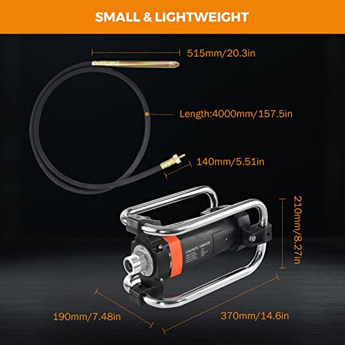 BEAMNOVA Electric Concrete Vibrator Handheld 11000 Vibration Per Minute 2HP with Shaft of 14-3/4 Feet