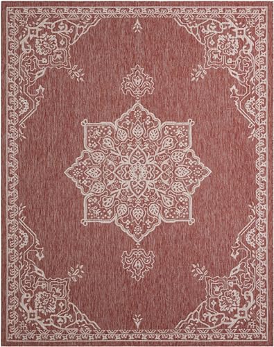 Unique Loom Outdoor Traditional Collection Area Rug - Antique (7' 10" x 10' Rectangle Rust Red/Ivory)