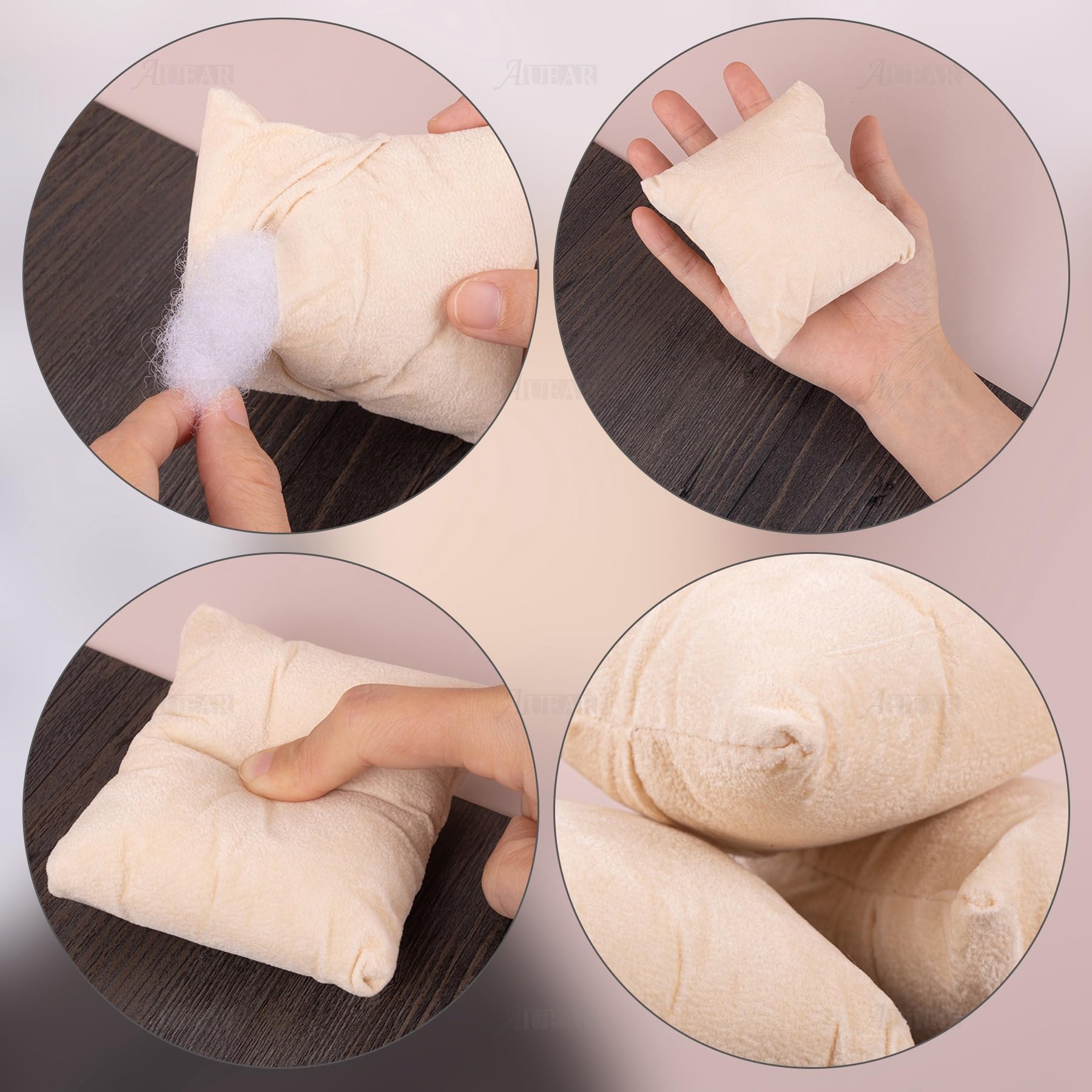 AUEAR, 10 Pack Beige Velvet Watch Pillows Small Jewelry Displays Pillow Bracelet Bangle Cushions Display Pillow for Jewelry Gift Box