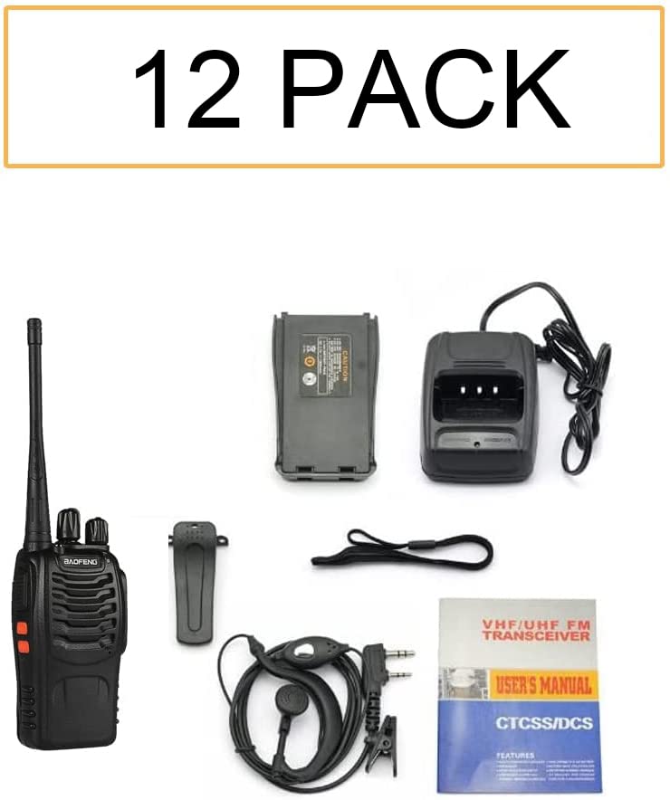 Baofeng Bf-888S Walkie Talkies for Adults Long Range Handheld Two-Way Radios Rechargeable with Earpiece Mic for Team, School, Hunting, Skiing(12Pack)