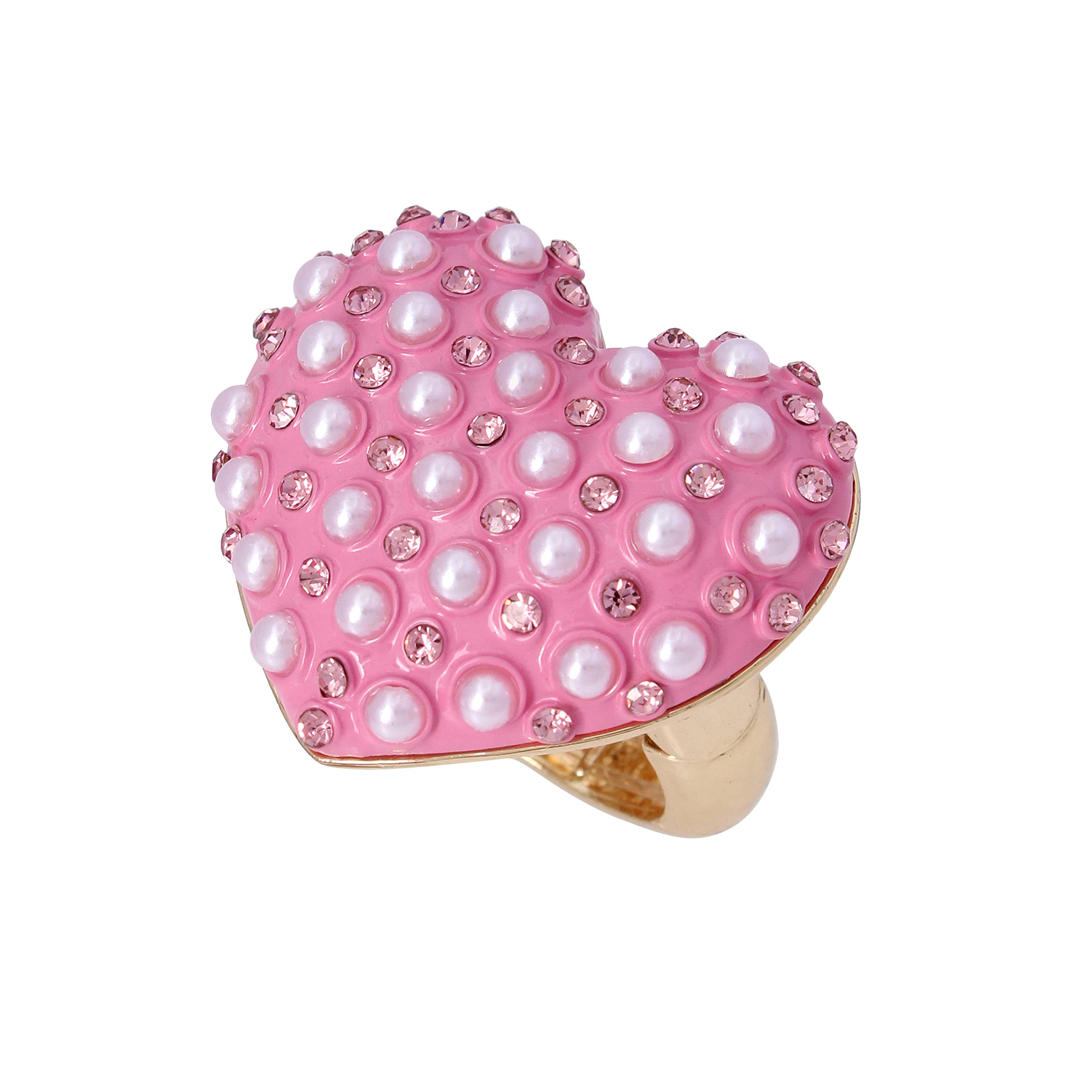 Betsey Johnson Pearl Heart Stretch Ring