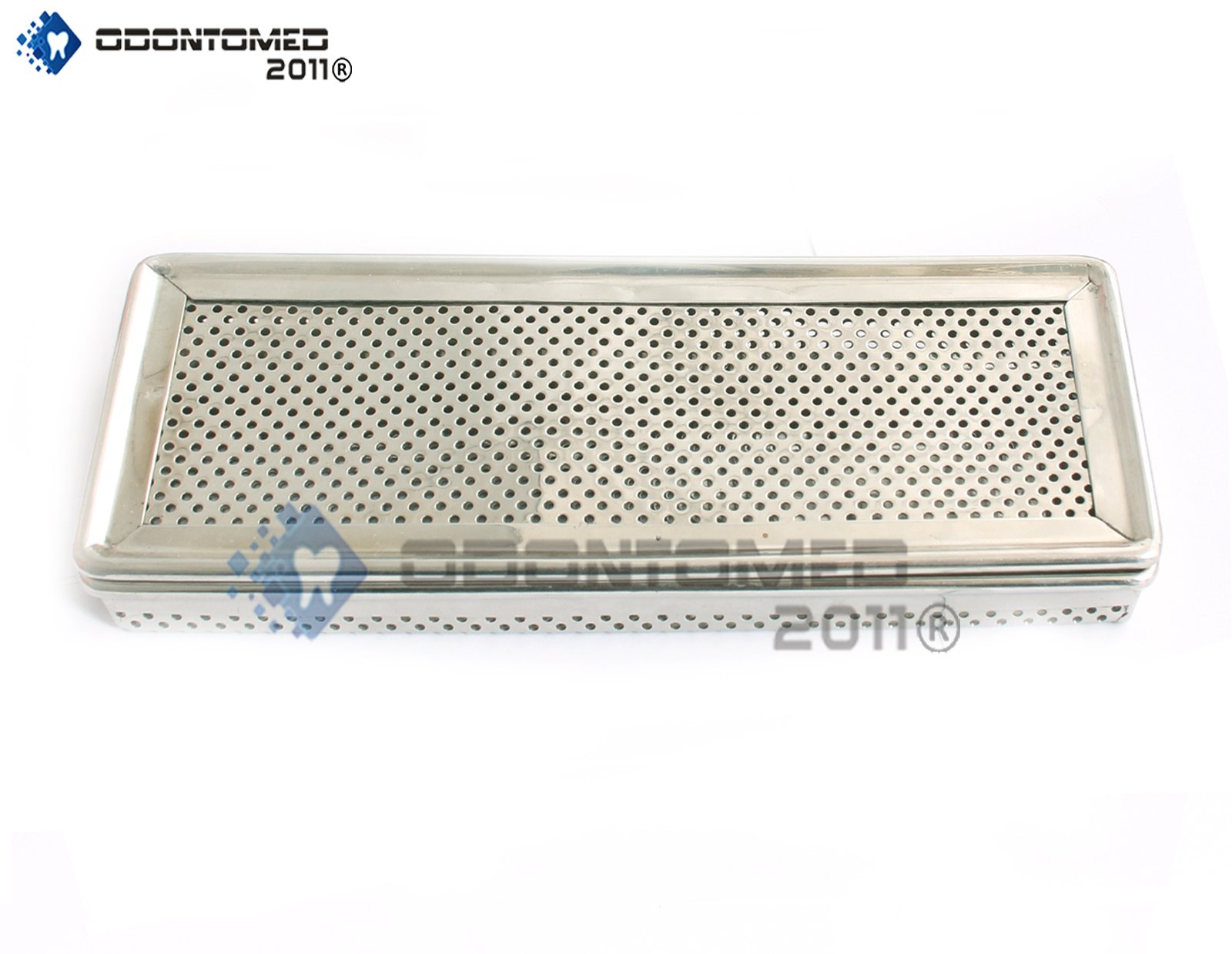OdontoMed2011 Instrument Tray and Mesh Perforated Baskets Sterilization Tray 8" X 3" X 0.75" with Lid Stainless Steel, OD2011-DN-315