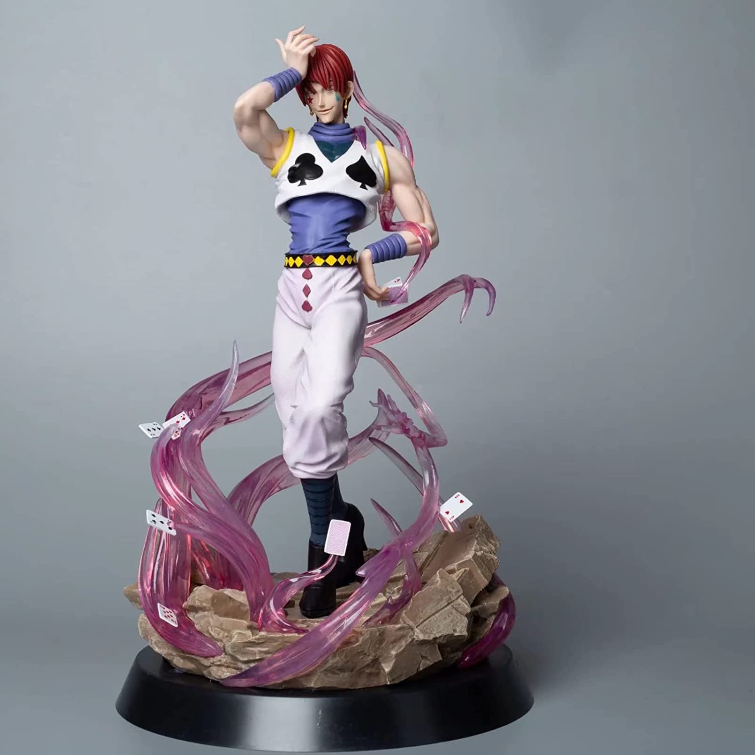 BeyondNice New Hunter×Hunter Hisoka Morow Handmade 32cm/12.6inch Hisoka Statue Anime Collection Figurine Doll Gifts (Replacement Head)