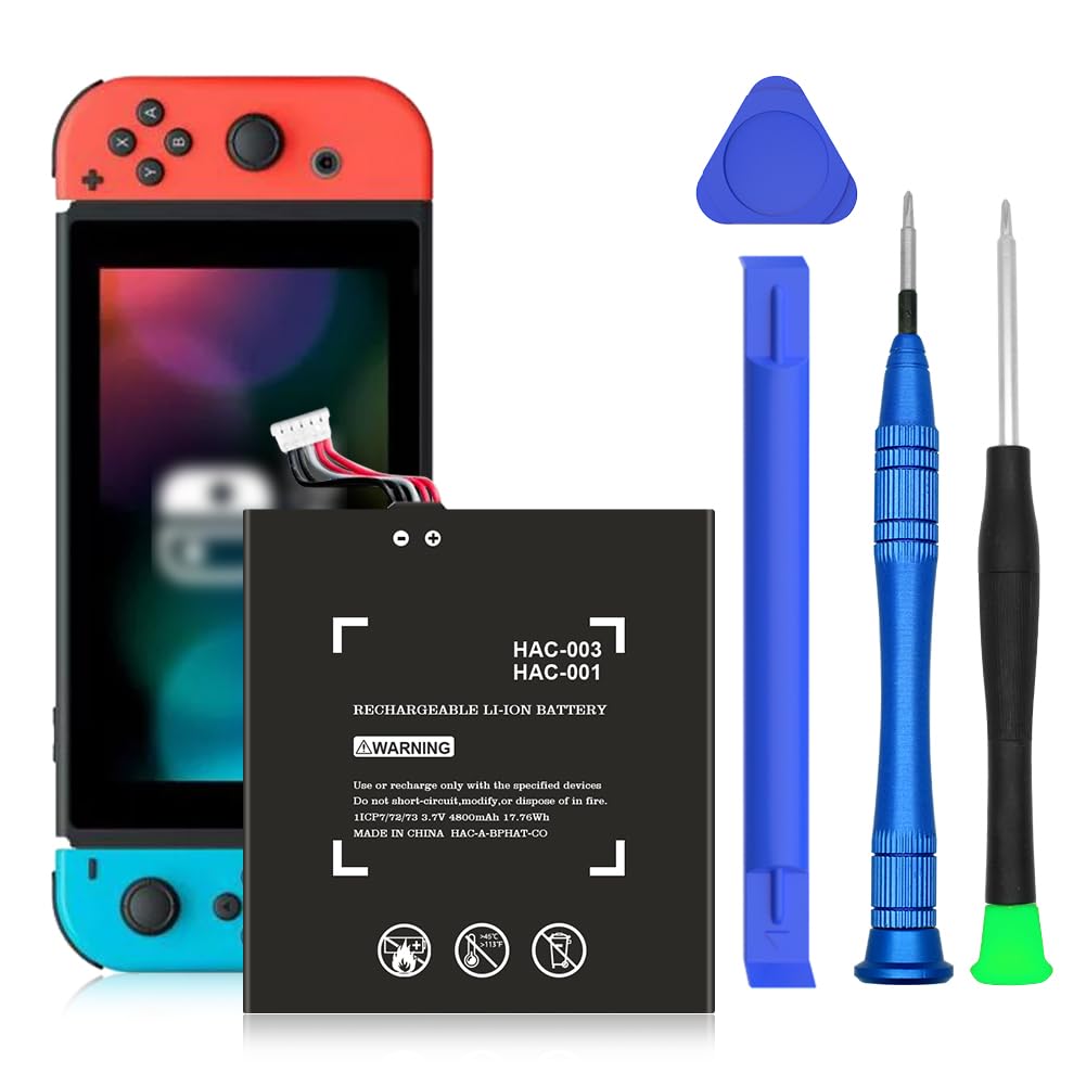 HAC-003 Battery, Upgraded 4800mAh Replacement Battery for Nintendo Switch 2017 Game Console HAC-001 HAC-A-BPHAT-C0 HAC-S-JP Internal Battery