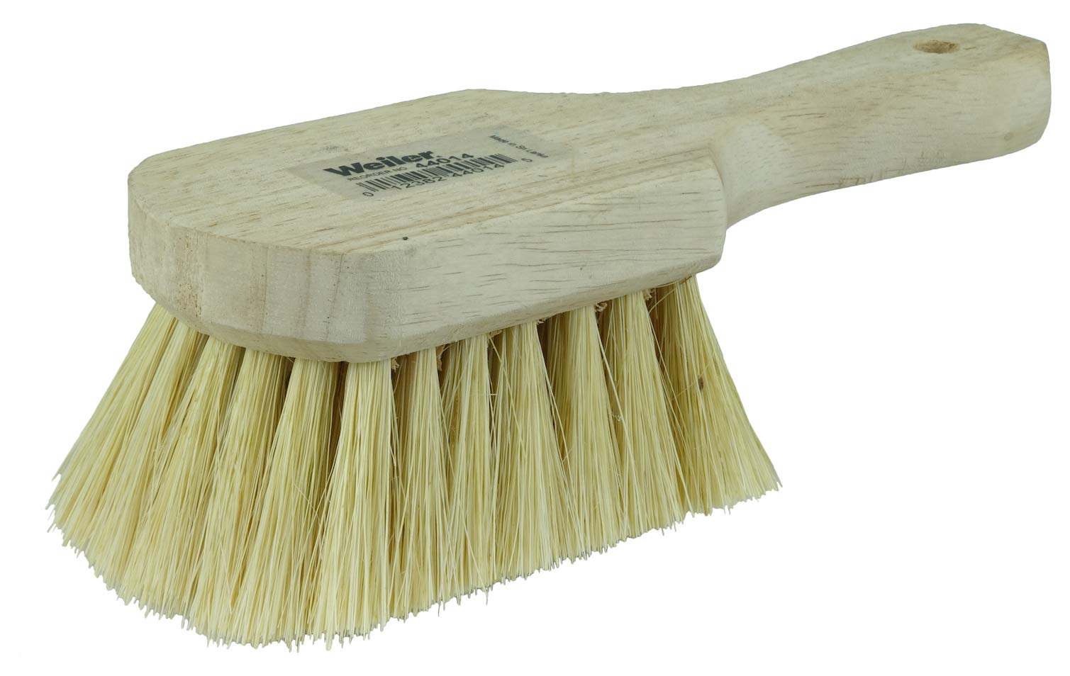Weiler 72086 8" Utility Scrub Brush, Palmyra Fill, Short Handle, Wood Block