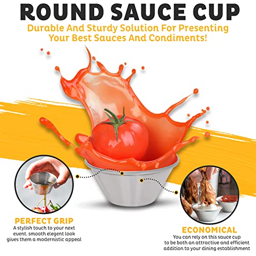 C&S Event Supply Co. 2.5oz Ramekins - Commercial Grade Silver Stainless Steel Sauce Cups, Round Small Bowls for Dipping Sauce Cup & Portion Control - Ideal for Au Jus, Condiments, Dips - Set of 12