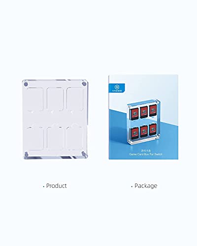 Hagibis Game Card Case for Nintendo Switch, 6 Cartridge Slots Holder Protective Shockproof Display Cabinet, Transparent Acrylic Game Storage Box for Switch NS NX (6 Slots)