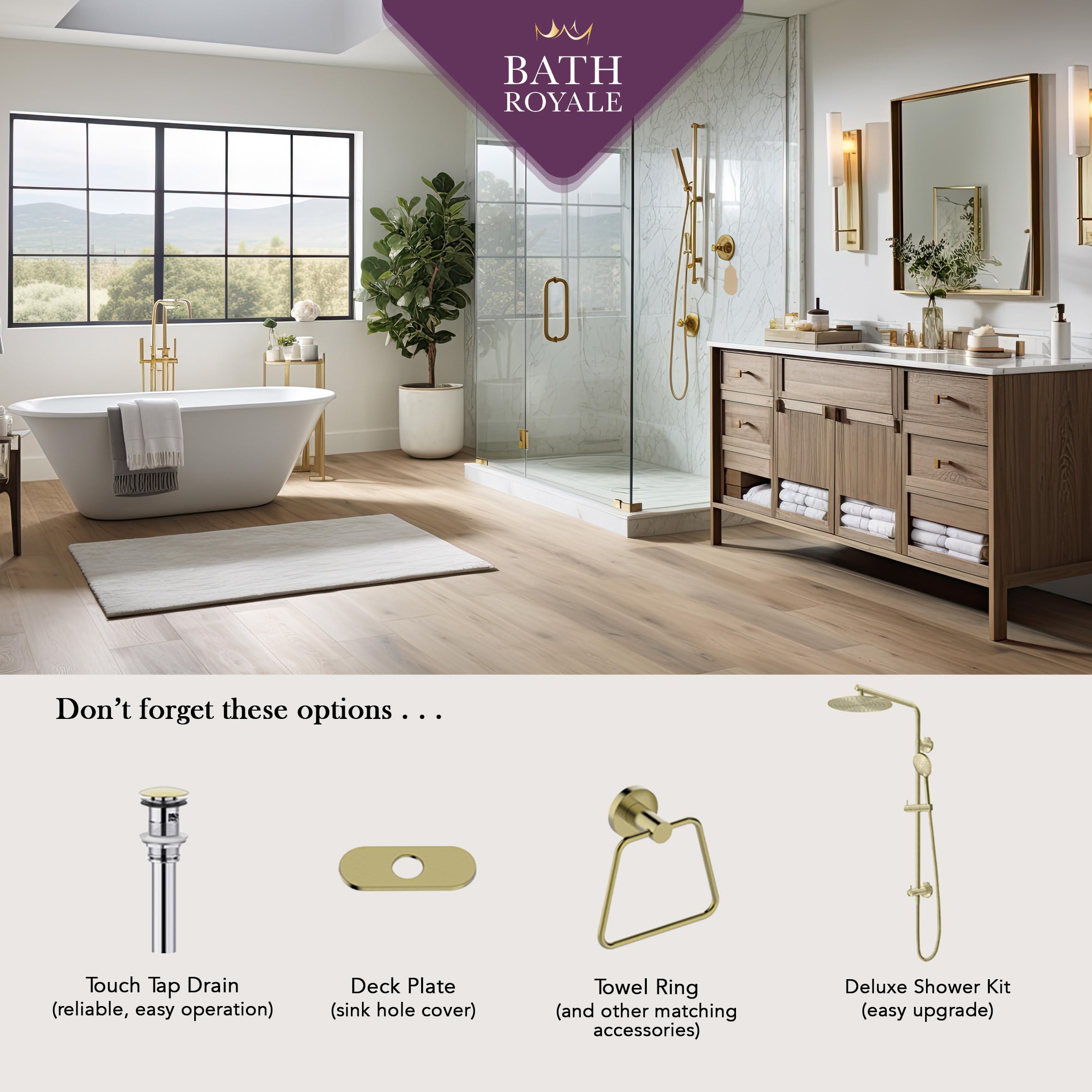 Bath Royale Envol Tall Vessel Sink Bathroom Faucet, Modern Single Hole Design, Matte Black