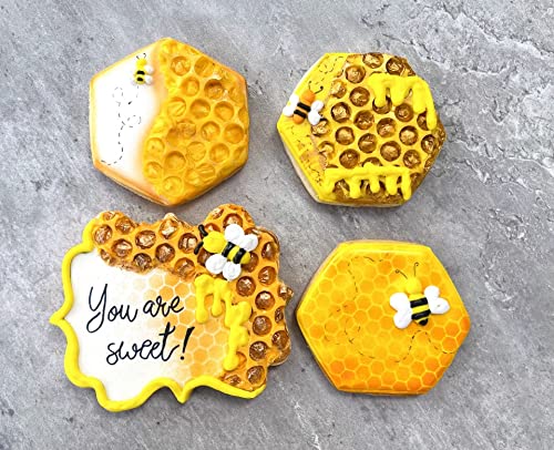 Bee Cookie Cutters 7-Pc. Set Made in the USA by Ann Clark, Cute Bee, Small Flower, Honey Pot, Beehive, Honeycomb and more