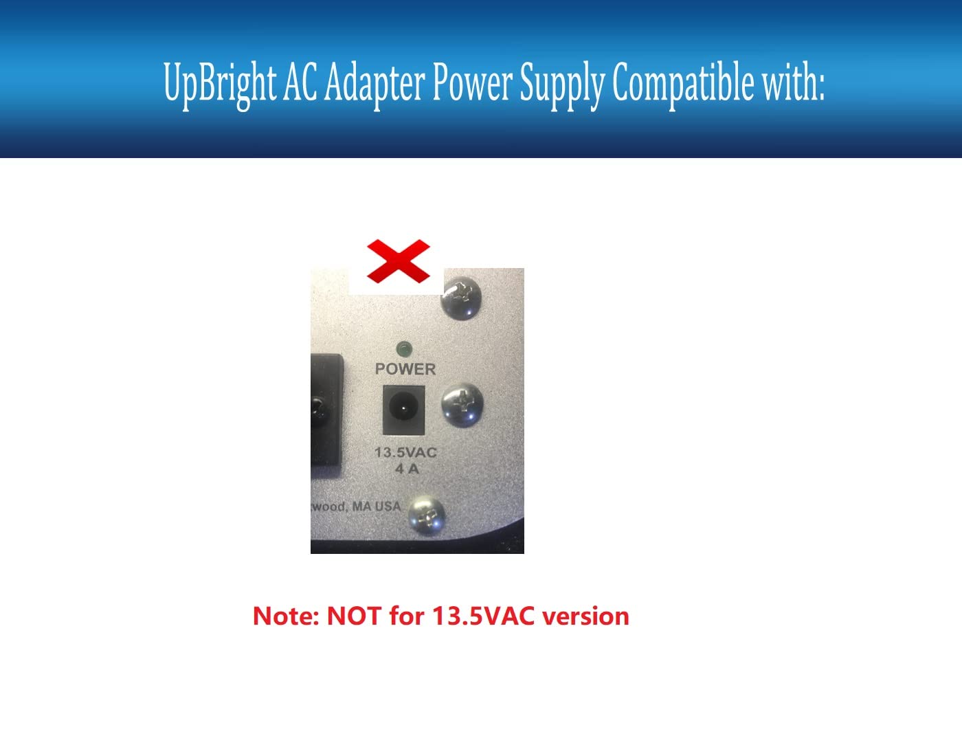 UpBright 13.5V AC/DC Adapter Compatible with Logitech S-00041 S00041 USB Audio Hub Speakers AudioHub Speaker S024EU1350170 13.5VDC 14V 1.7A DC13.5V 1700mA 13.5 VDC Power Supply Cord Battery Charger