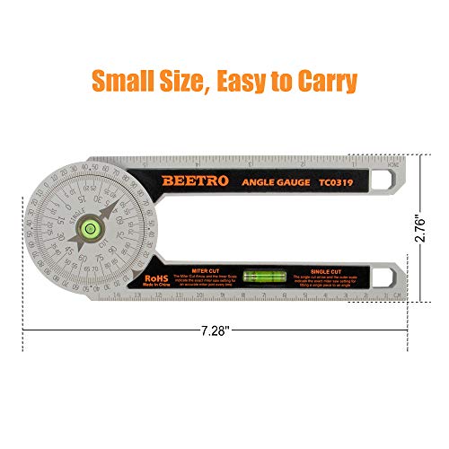 BEETRO Miter Saw Protractor, Perfect Molding Angle Gauge with Two Horizontal Bubbles for Crown Molding, Miter Cuts, Carpentry, and More