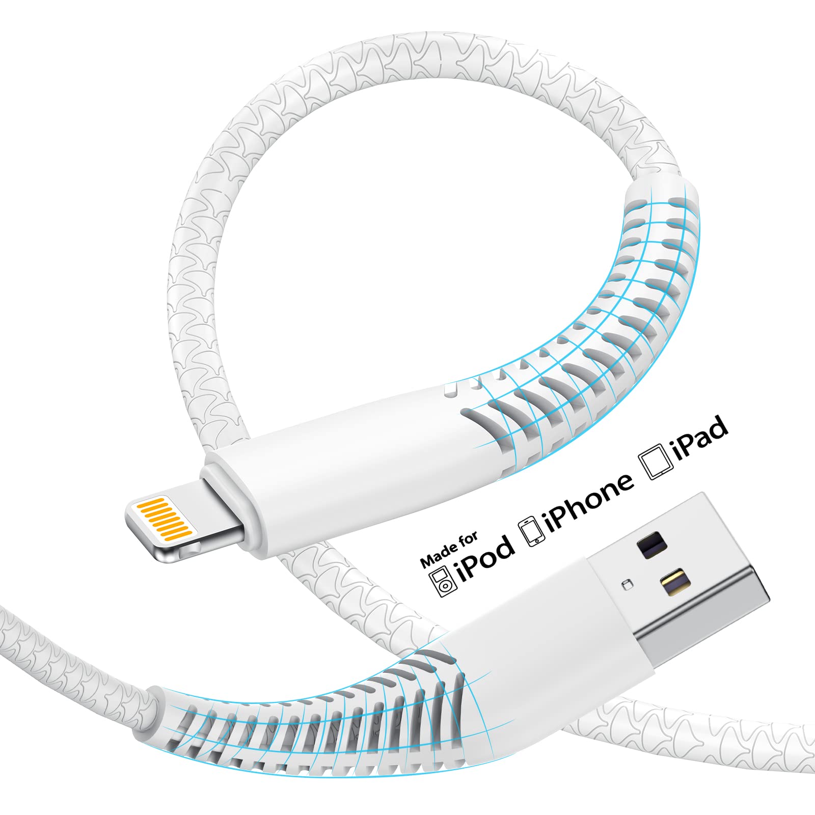 Apple iPhone Charger Cable 10ft, [ Apple MFi Certified ] 2Pack Long Lightning Cable 10 Foot,High Fast/Data Sync 10 Feet iPhone Charging Cable Cord for iPhone 13/12/11/11Pro/11Max/XS/XR//8/7/6/5S/5/SE.