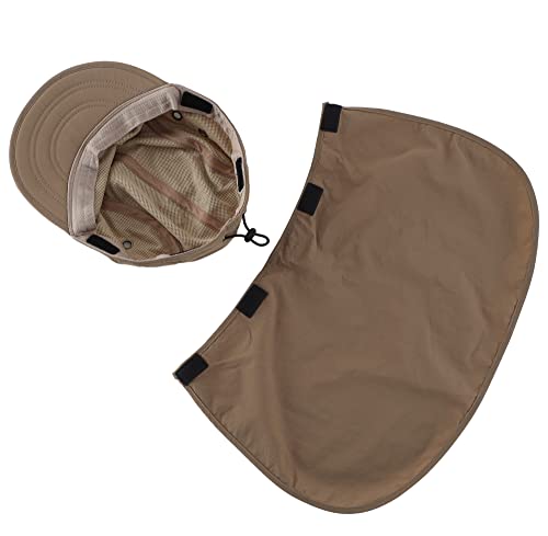 Connectyle Mens UV Sun Protection Cap Safari Hike Cap with Neck Flap Fishing Hat (Dark Khaki)