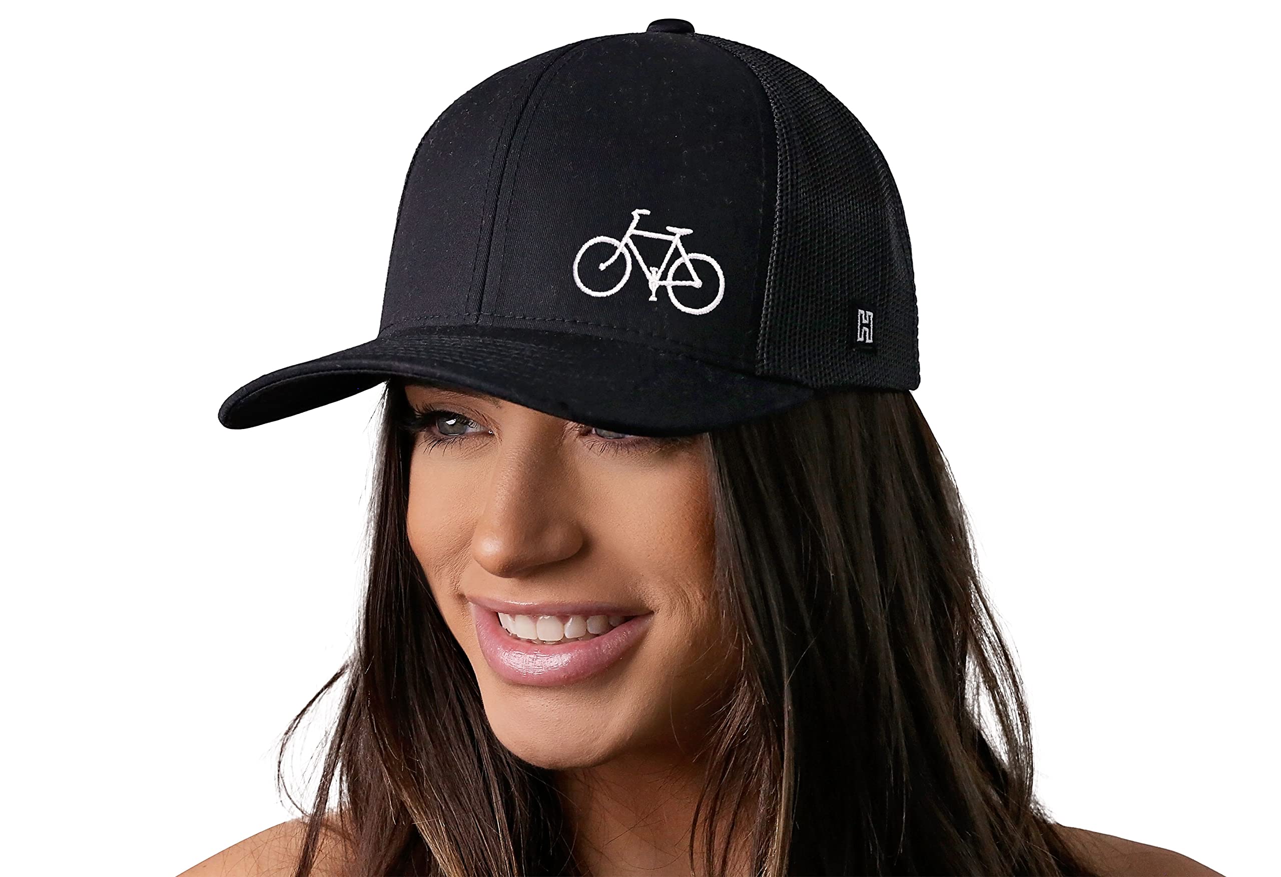 HAKA Bicycle Embroidered Trucker Hat, Bike Hat Outdoor Hat for Men & Women, Adjustable Baseball Cap, Mesh Snapback, Golf Hat Black