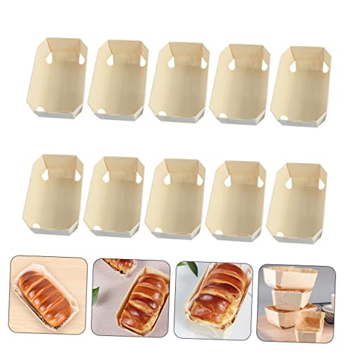 Cabilock 10pcs Wooden Toast Box Toaster Oven Pan Disposable Baking Pan Donut Mold Paper Bread Pan Baking Dishes for Oven Wood Loaf Pan Practical Toast Trays Non-stick Toast Plates Rectangle