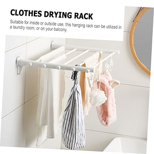 Cabilock Drying Rack Wall Mounted Drying Rack Heavy Duty Coat Hangers Collapsible Hangers Towels Drying Rack Metal Hanger Laundry Drying Rack Drying Coat Hanger Clothing Drying Rack White