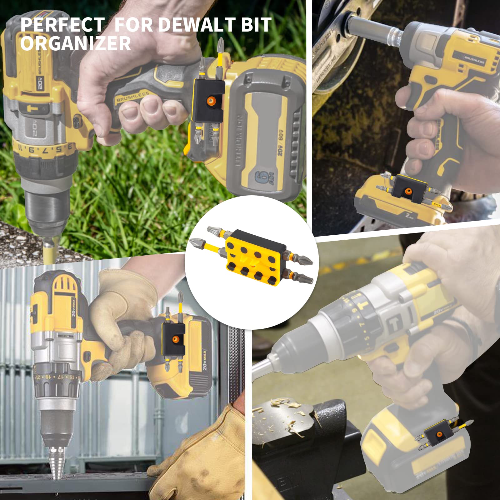 Bit Holder for Dewalt 20V Drill Bit Organizer for DeWalt Drills Carry Up to 4 Driver Bits on The Side of Your Power Tool or Driver (2 Pack)