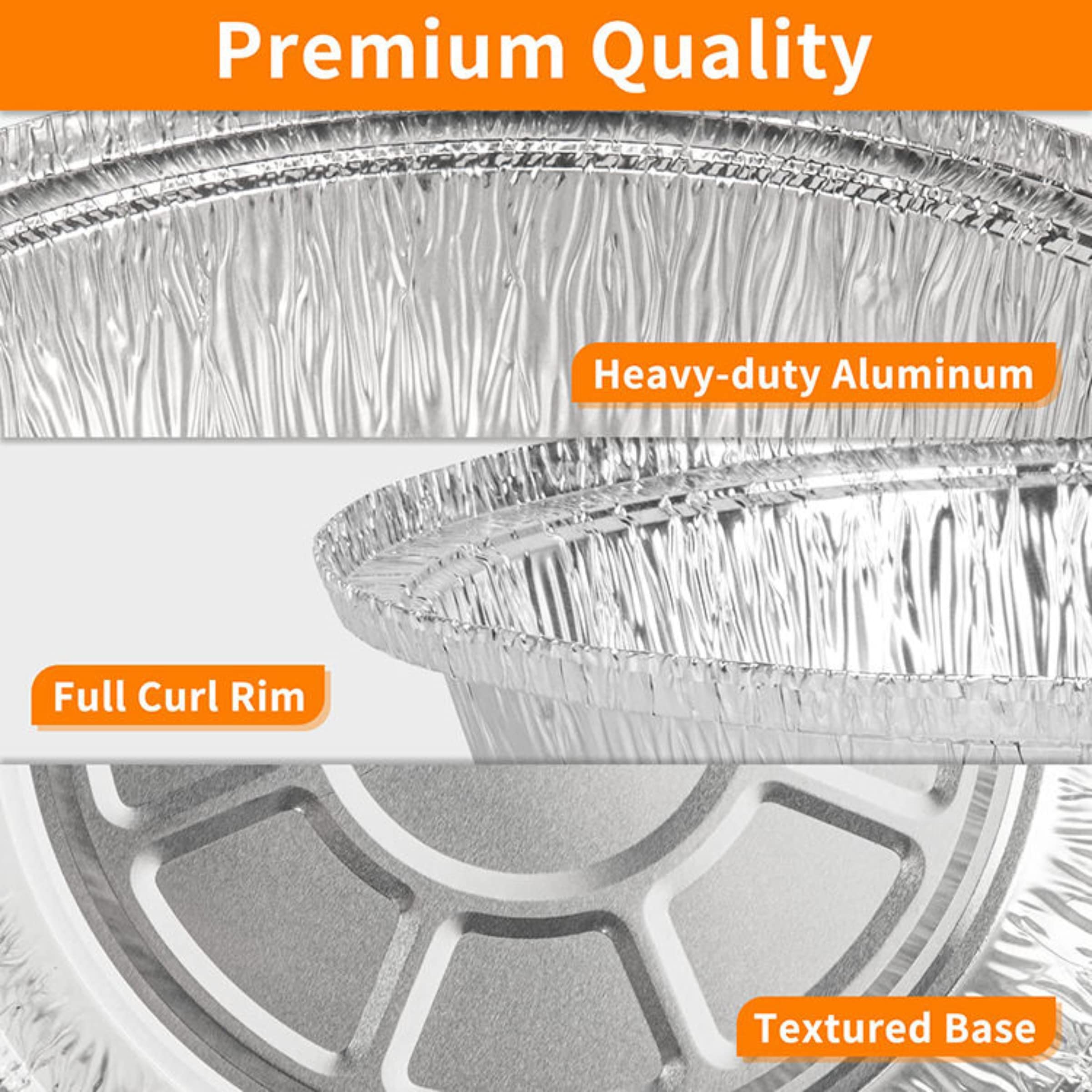LUCKMETA 8'' Inch Round Tin Foil Pans Disposable Aluminum Pans with Clear Lids (30 Pack), Freezer & Oven Safe - For Baking, Cooking, Storage, Roasting, & Reheating, Recyclable, Pack of 30