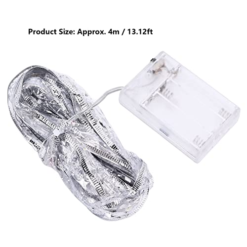 Christmas Ribbon String Lights 13.12FT 50 LED Christmas Tree Decorations Fairy Lights Battery Powered LED Strip Lights Indoor Outdoor Xmas Home Weddings New Year Party Décor (Warm White )