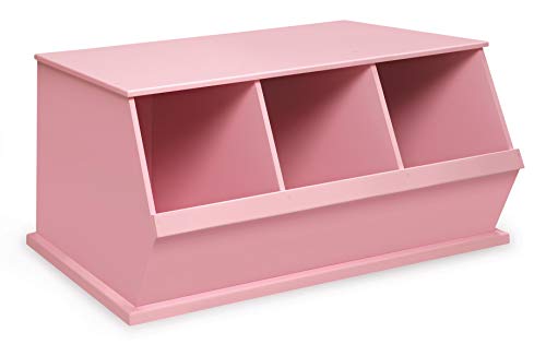 Badger Basket Three Bin Stackable Toy Storage Cubby Organizer - Pink