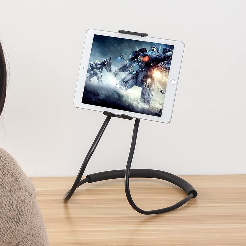 Cell Phone Stand Hanging on Neck Upgraded-Gooseneck Phone Holder-360 Rotation Tablet Mount Bracket-Angle Holder-Flexible Mount Stand-Lazy Bracket