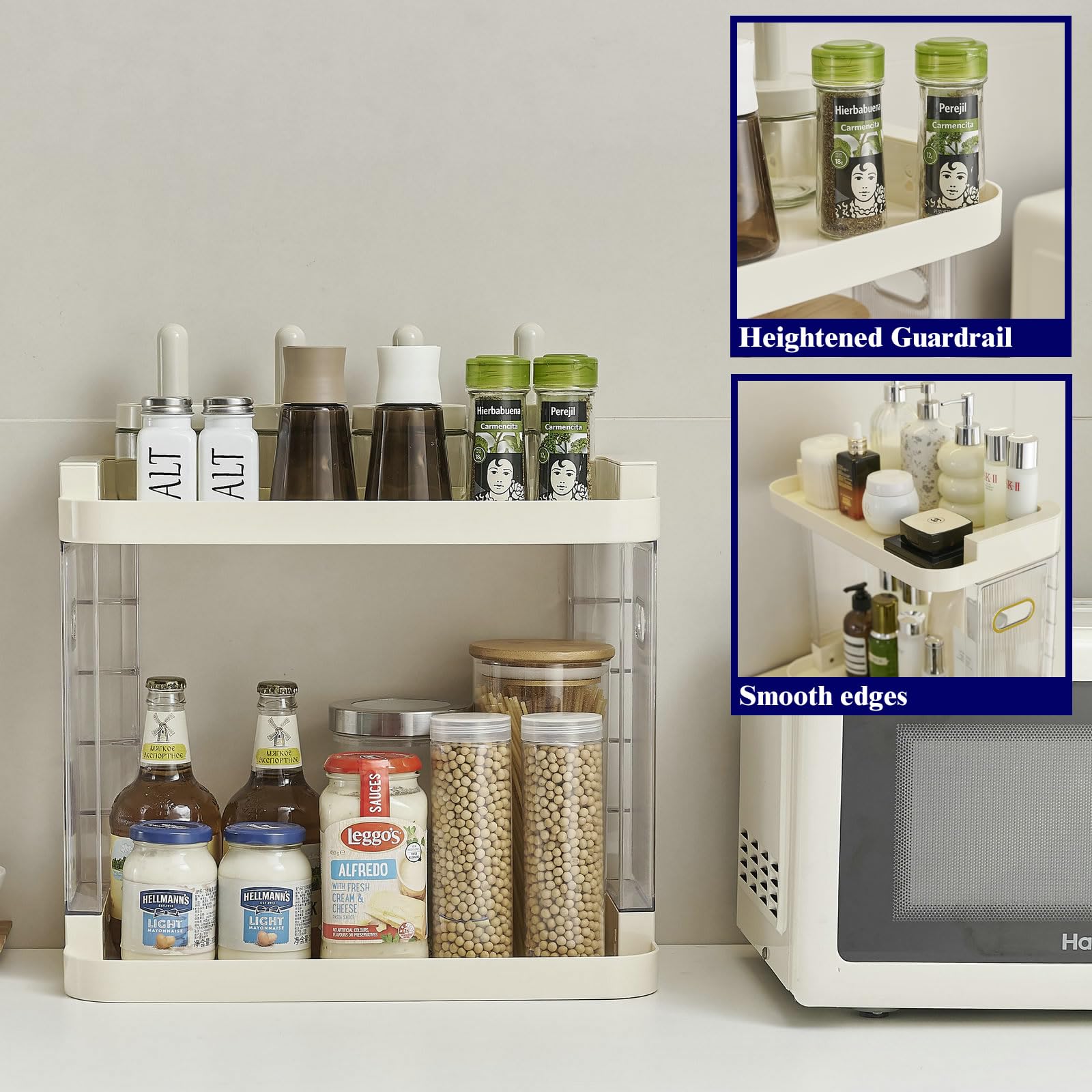 Bathroom Counter Organizer Countertop Storage 2-Tier, Kitchen Organizer Tray,Multi-Purpose Vanity Shelf Organizer,GT0528WK