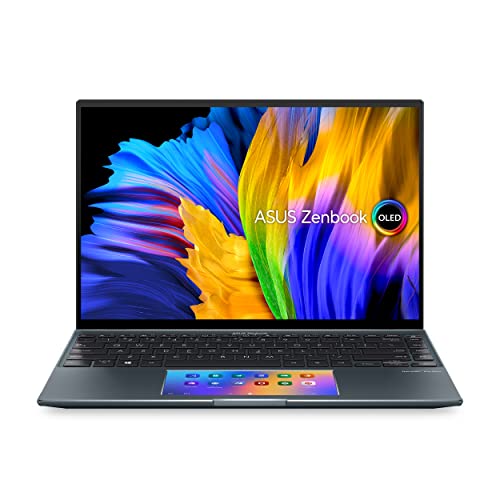 ASUS ZenBook 14X OLED Laptop, 14” WQXGA+ 16:10 Touch Display, Intel Core i7-1165G7 CPU, NVIDIA GeForce MX450, 16GB RAM, 512GB SSD, Windows 11 Pro, Pine Grey, UX5400EG-XB73T