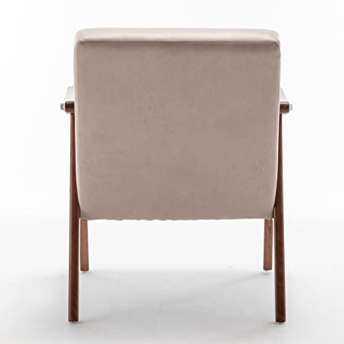 Container Furniture Direct Accent Chair with Microfiber Upholstery and Solid Wood Frame, Classic Mid-Century Modern Living Room Furniture for Extra Seating, Light Camel