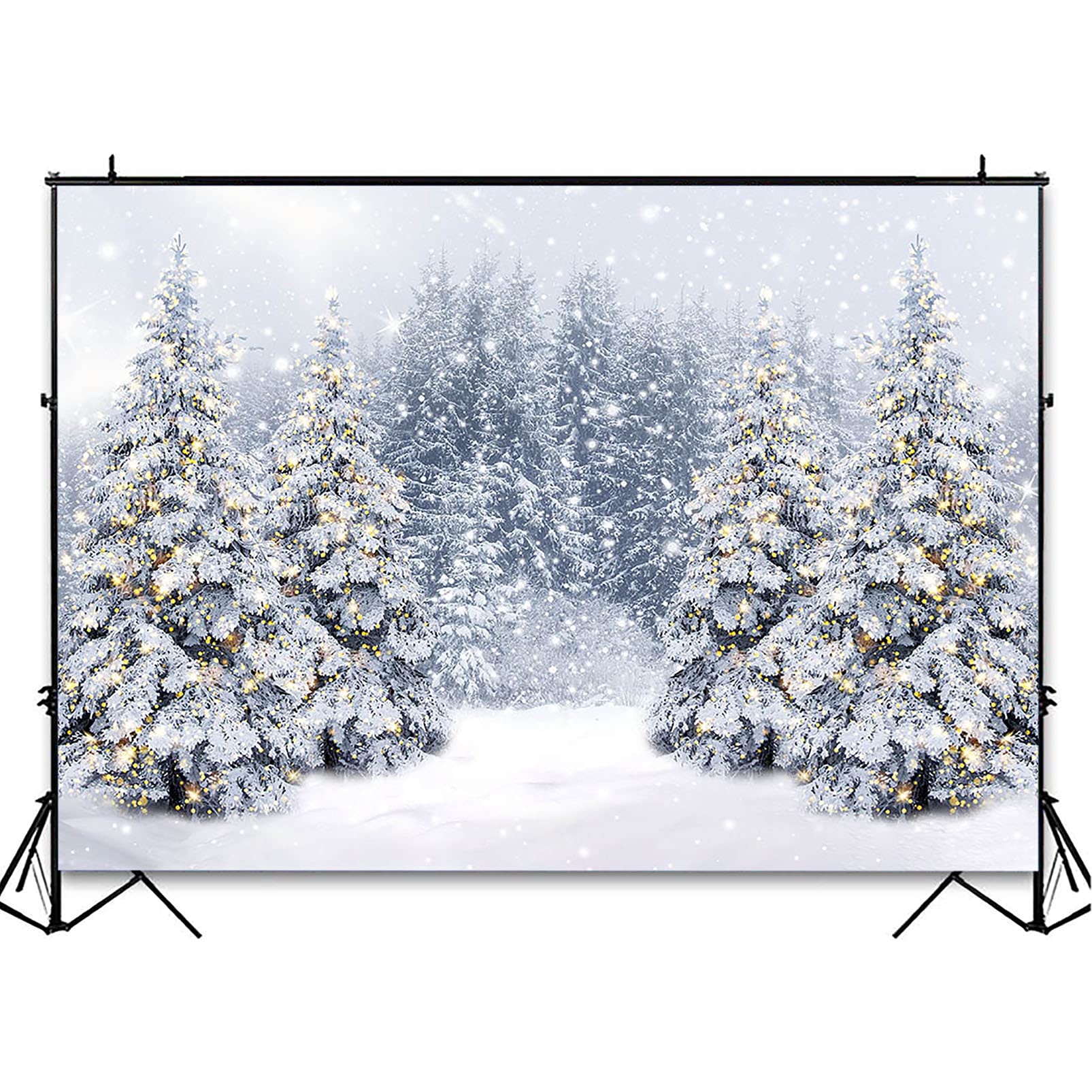 Avezano Winter Scene Backdrop Wonderland Snowflake Photography Background Bokeh Glitter White Snow Forest Christmas Party Holiday Photo Backdrop Photoshoot Studio Props (8x6ft)