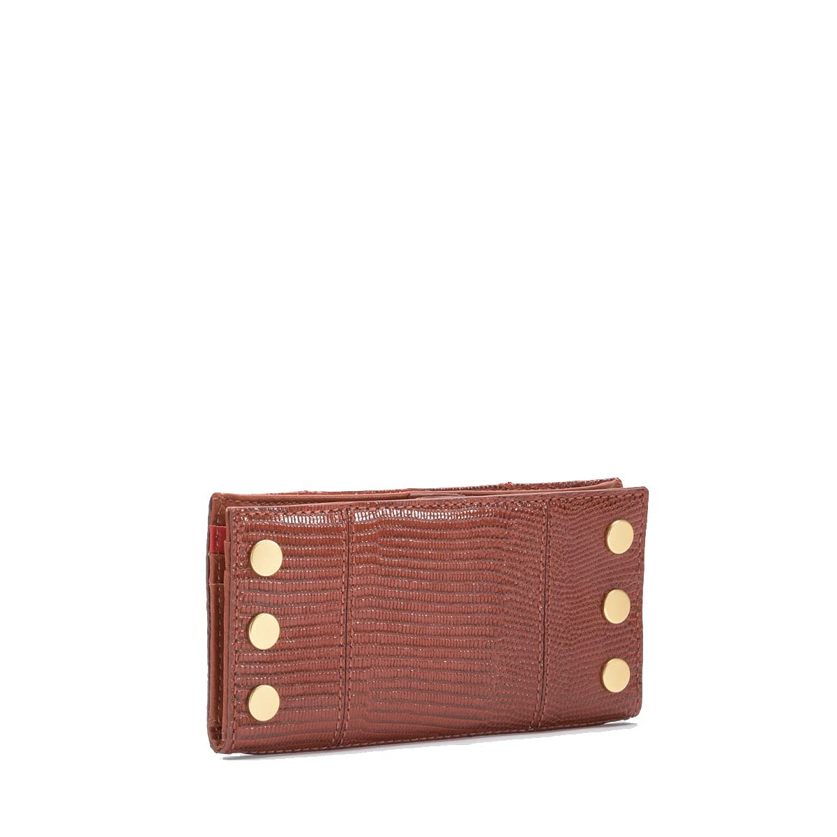 Hammitt 110 Redwood North Lizard Leather Wallet White Zip Small North Red NEW