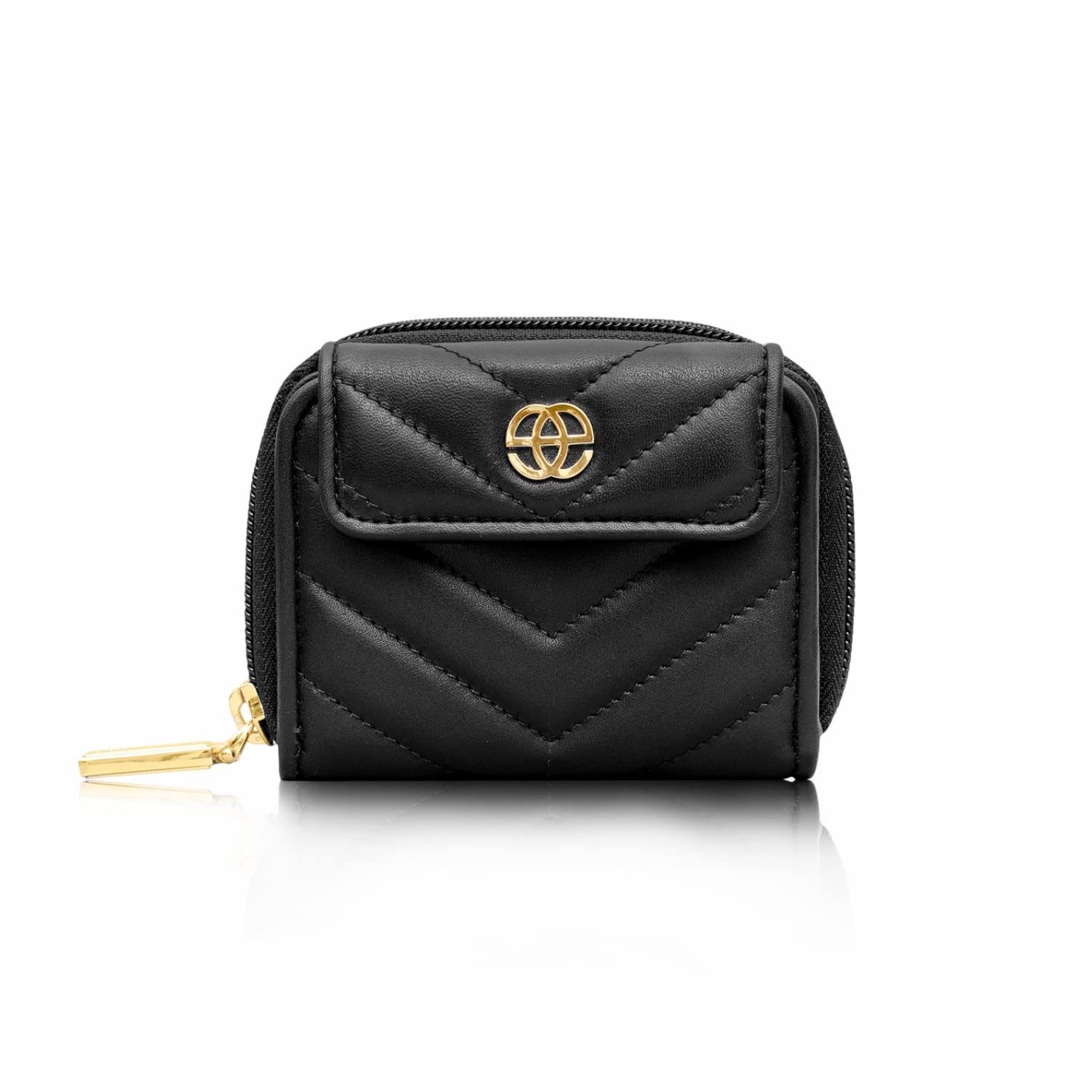 eské Medina - Tri-Fold Mini Wallet - Genuine Quilted Leather - RFID Blocking - Holds Cards, Coins and Bills - Compact Design - Pockets For Everyday Use - Travel Friendly - Water Resistant - For Women