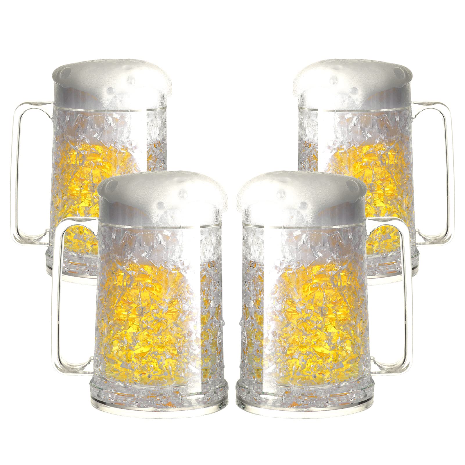Auhafaly Double Wall Freezer Mug Frosty Mug Insulated Ice Cup with Gel 16oz/450ml (Set of 4)