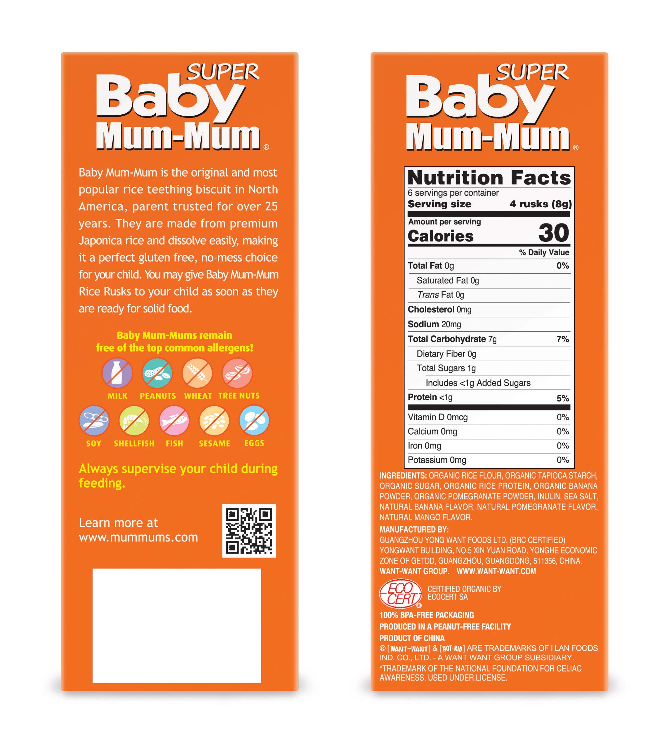 Baby Mum-Mum Organic Super Tropical Rusks 1.76 Ounce, 24 count (Pack of 6)