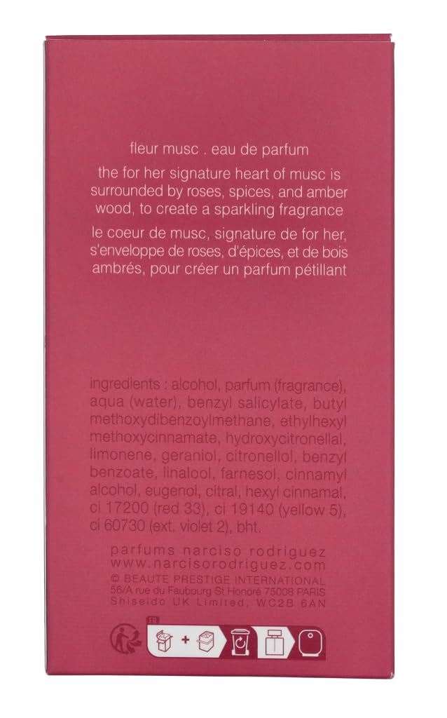 Narciso Rodriguez Fleur Musc for Her Eau De Parfum Spray, 1.6 Ounce, Multi