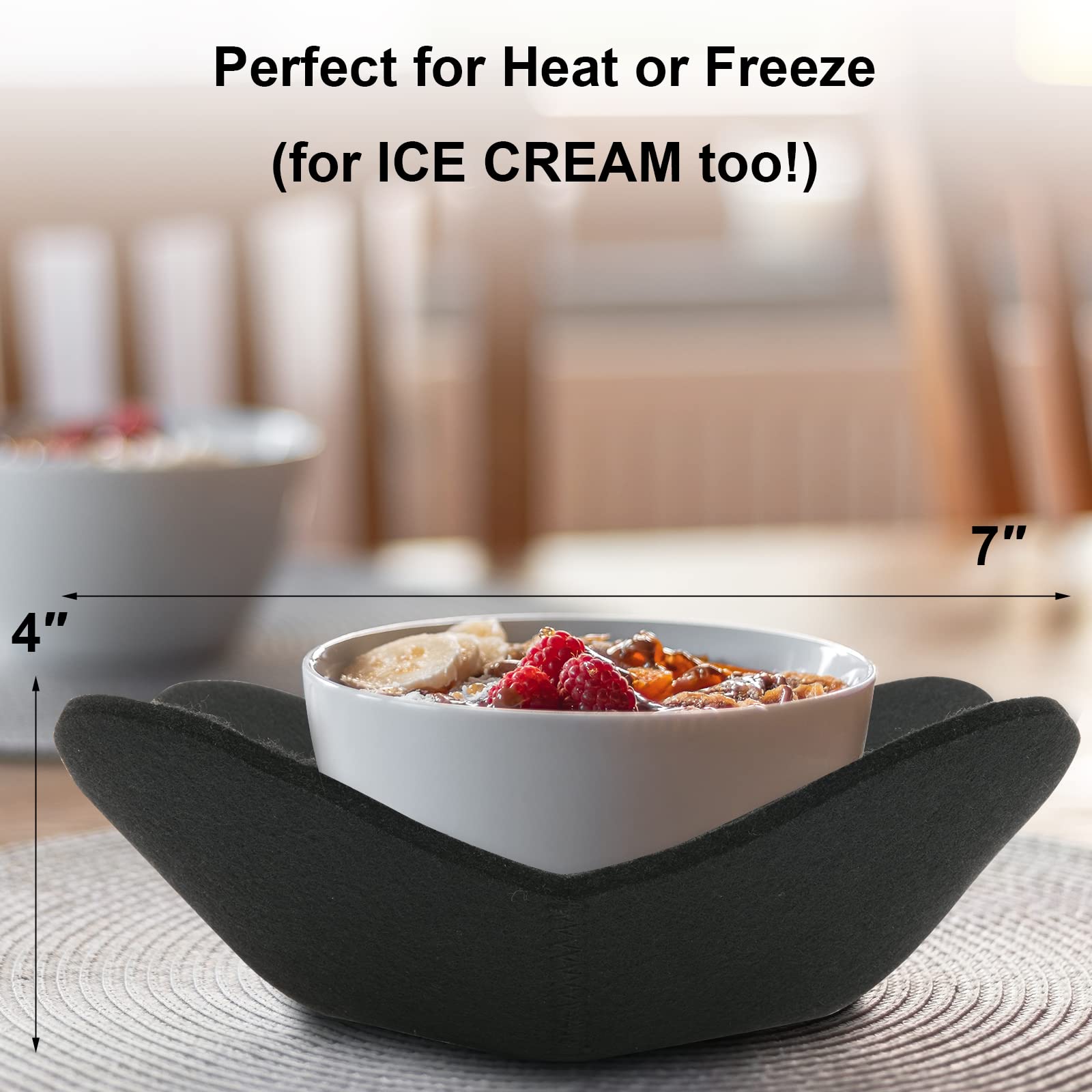 Beautyflier Bowl Cozy Huggers Microwave Soup Bowl Holders Kitchen Hot Heat Resistant Felt Cloth Safe Pads Potholders Bowl Cozies for Soup, Rice and Pasta Bowls, 4PCS