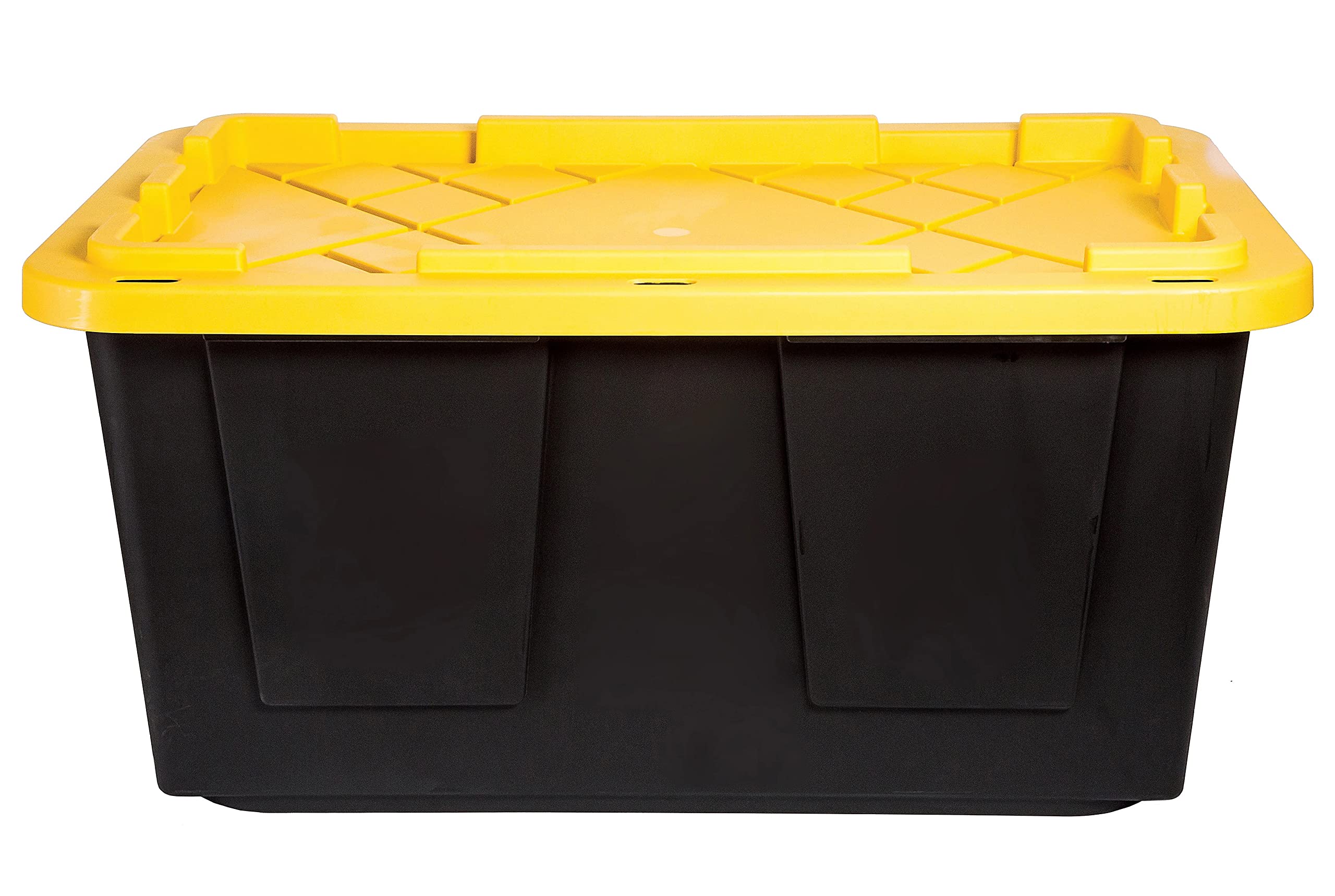 ANF BRANDS (12-Pack) Heavy-Duty 27-Gallon Black and Yellow Storage Bins, Stackable with Secure Lids for Ultimate Organization