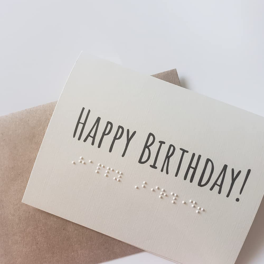Braille Greeting Card Happy Birthday Blind Low Vision Card for Men Women Kids A2
