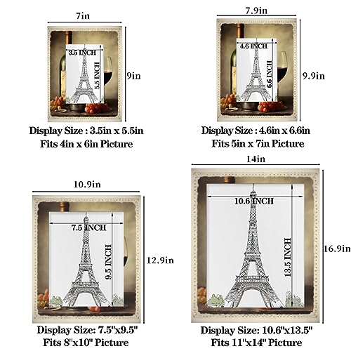 Bardic 5x7 Picture Frames, Red Wine Glass Wooden Photo Frame Fits 4x6 with Mat or 5x7 Without Mat Photo Frames for Wall Mounting or Tabletop Display for Home Gallery Decor