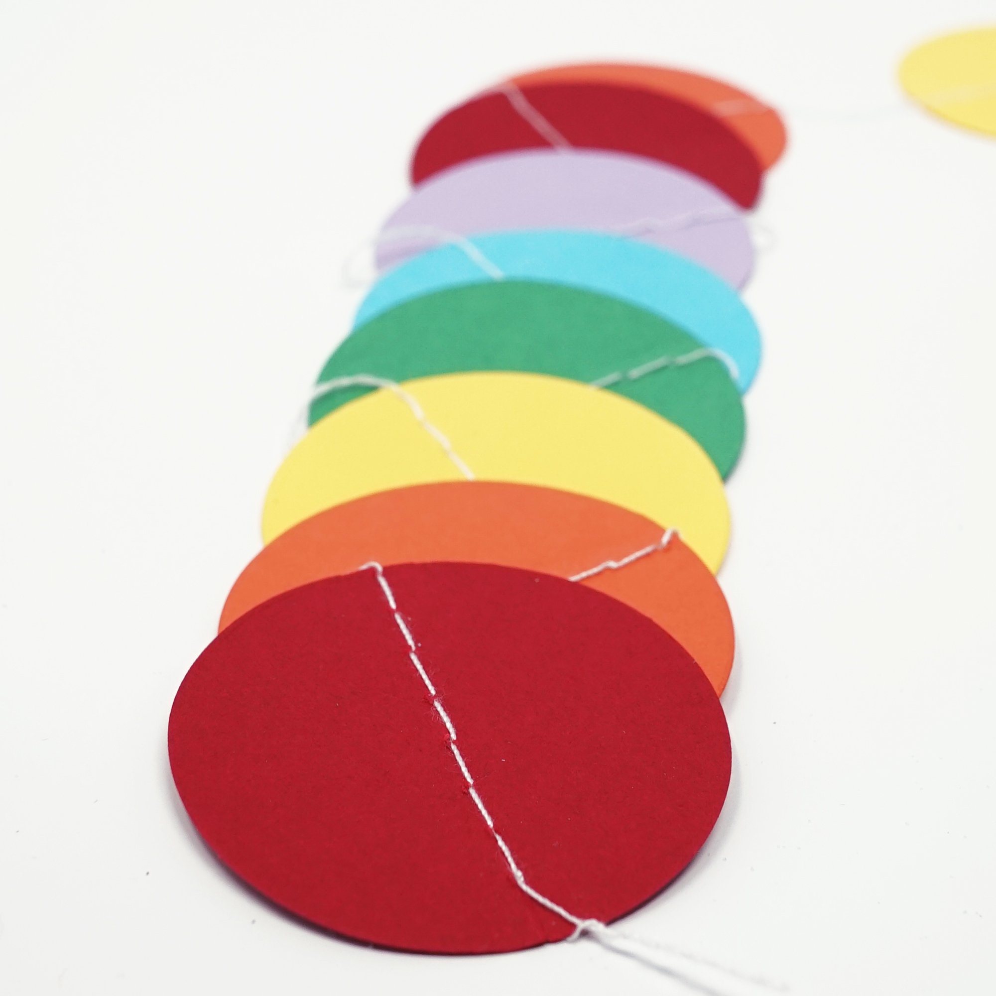 Chloe Elizabeth Circle Dots Paper Party Garland Streamer Backdrop (4-Pack, 10 Feet Per Garland, 40 Feet Total) - Circus Rainbow