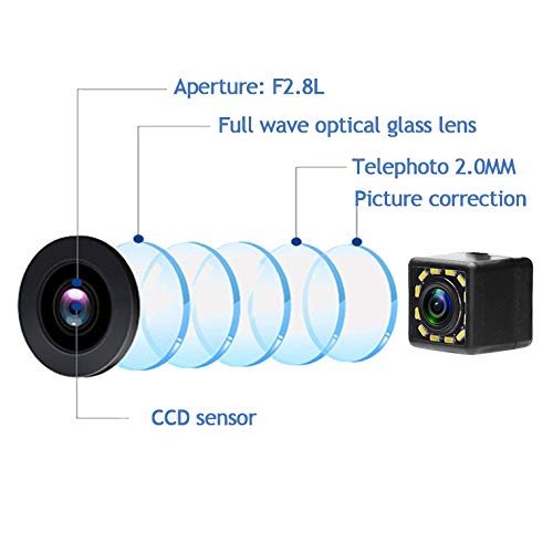 aSATAH 2.4G Wireless Car Rear View Camera for BMW 3 E46 E90 E91 E92 5 E39 E60 E61 X5 E53 E70 & Vehicle Camera Waterproof and Shockproof Reversing Backup Camera (12 LED)