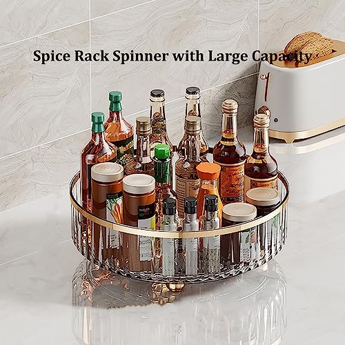 ANFENGLOU Lazy Susan Turntable Organizer for Cabinet, Makeup Perfume Tray with Large Capacity, Bathroom Vanity Tray, Skincare Organizers, Clear