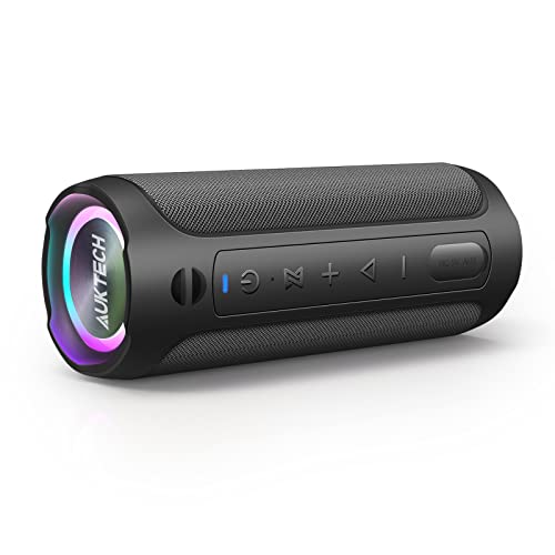 AUKTECH Bluetooth Speakers - Portable Bluetooth Speakers Wireless(100FT) with 20W Loud Stereo Sound, Deeper Bass, RGB Lights, IPX7 Waterproof, Handsfree Mic, 24H Playtime for Home Party Outdoors