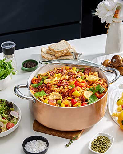 BEZIA 8 Quart Pot with Lid, Nonstick Cooking Pot with Lid, Induction Pasta Pot, Soup Pot, Large Stockpot, Stew Pot, Simmering Pot, Compatible for All Stoves, Golden