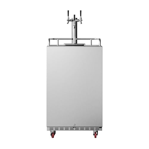 EdgeStar KC7000SSTRIP Full Size Triple Tap Tower Cooled Built-In Kegerator - Black and Stainless Steel