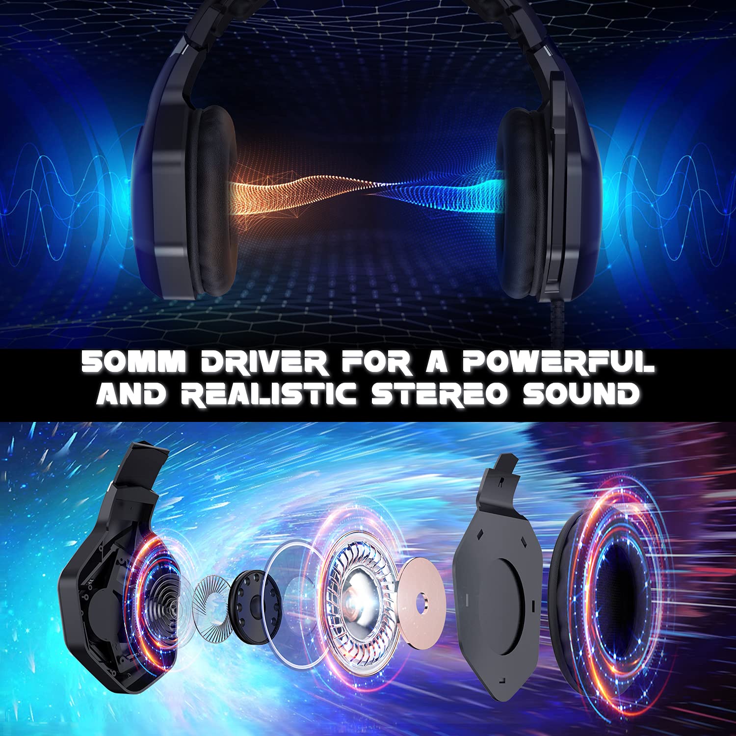 EUARNE Gaming Headset for PS5, PS4, Xbox Series X|S & Xbox, PC Gaming Headphone with 7.1 Surround Sound, Noise Canceling Mic- for PlayStation 5, Mac