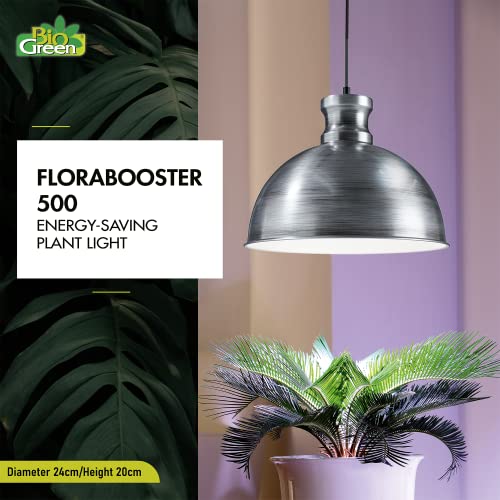 Bio Green 500-USZ Florabooster LUM 500 Grow Indoor 60w Lightbulb Lamp with 3m Connection Cable β Energy Saving House Plants β High Light Intensity, Brushed zinc
