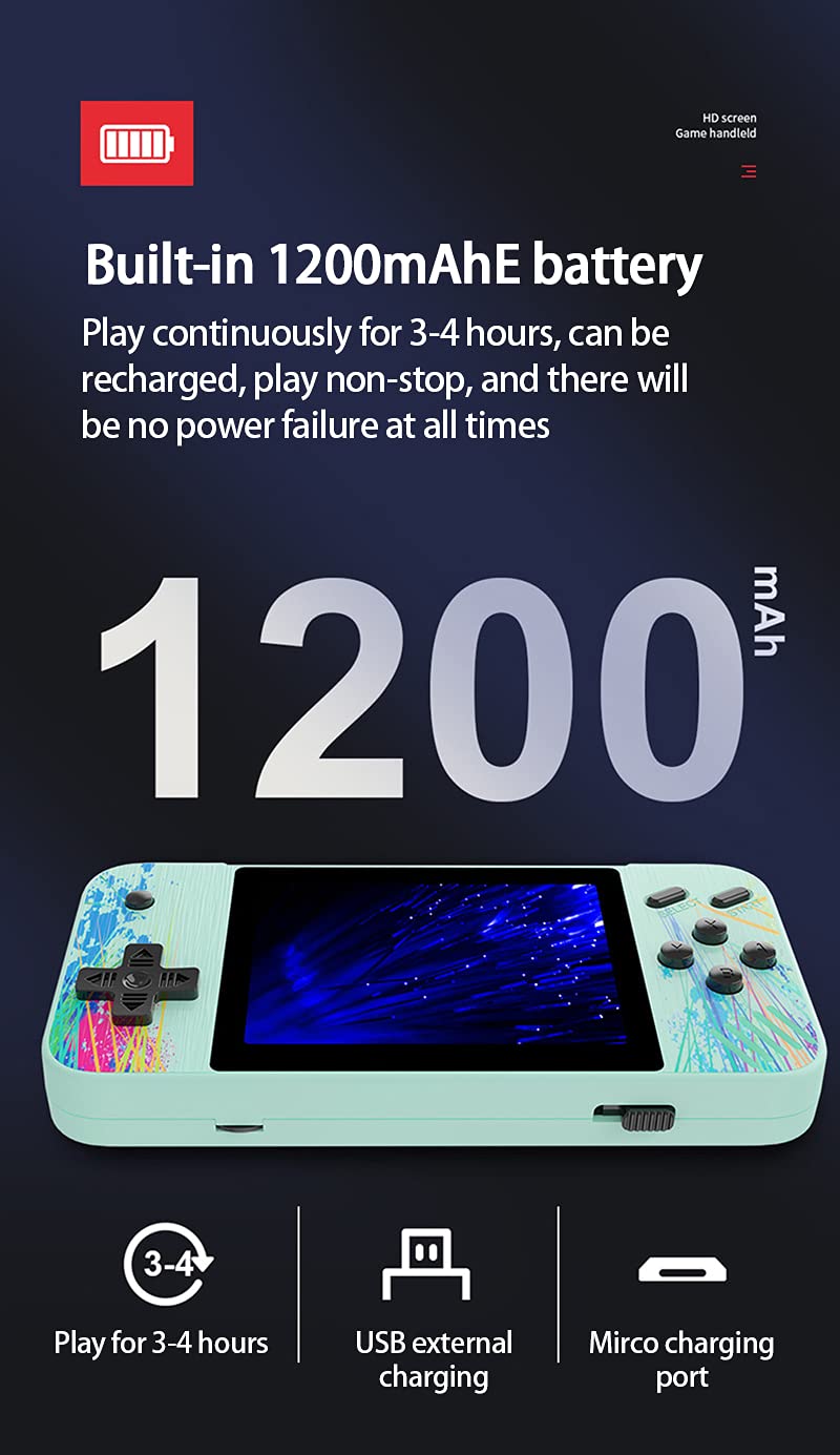 Handheld Game Console, Retro Game Console Built-in 800+ Classic Games, 3.5-inch Portable Game Console, AV Output Video Game Console Screen HD Screen Hand Held Games Gifts for Kids and Adults (Pink)